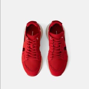 Zara | Shoes | Zara Red Laceup Sneakers With Cut Out Details | Poshmark